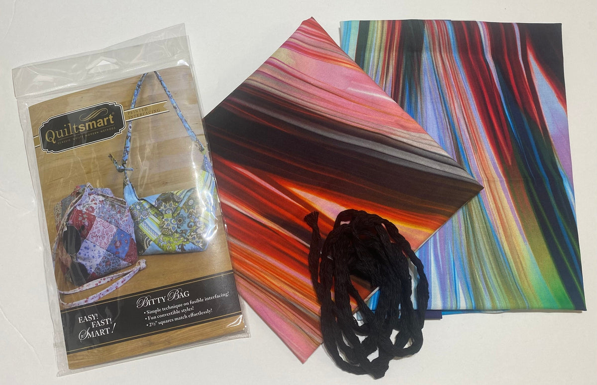 Bitty Bag kit fabric pattern interfacing cording for two bags instruct ...